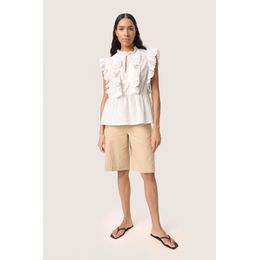 Soaked in Luxury Kurzarm-Bluse Gerade Passform Broken White offwhite