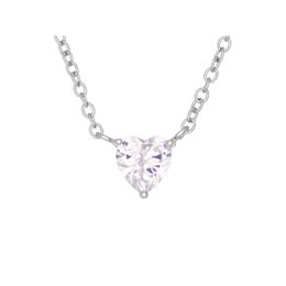 Fashionbox Kette rhodiniert mit Herzanh&auml;nger Zirkonia wei&szlig;