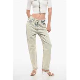 Balmain High-Waist-Jeans mit Acid-Wash-Effekt, 17 cm, in Blau
