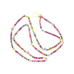 Fashionbox Kette Handykette mit Vinylpl&auml;ttchen und Augen-Elementen multicolor