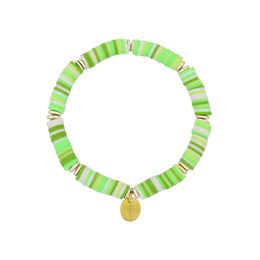 Fashionbox Armband Messing Vinylpl&auml;ttchen multi gr&uuml;n flexibel