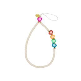 Fashionbox Armband mit Vinylpl&auml;ttchen weiss 5 Herzelemente bunt