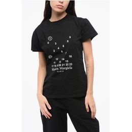 Maison Martin Margiela MM1 MM10 Baumwoll-T-Shirt mit Rundhalsausschnitt und kontrastierendem Monogramm in Schwarz