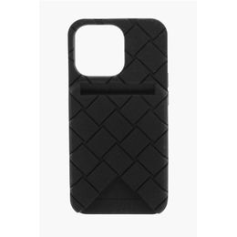 Bottega Veneta Geflochtene iPhone 13 Pro-H&uuml;lle mit externem Kartenhalter in Schwarz