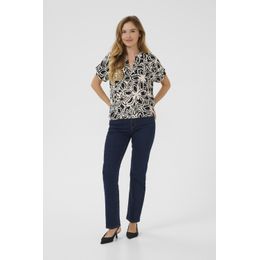 Kaffe Kurzarm-Bluse Regular fit Black / Light Beige Flower floral