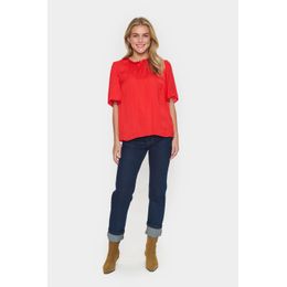 Saint Tropez Kurzarm-Bluse Lockere Passform Flame Scarlet red