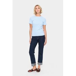 Saint Tropez T-Shirt Regul&auml;re Passform Luftig Blau Wei&szlig; Gestreift light blue