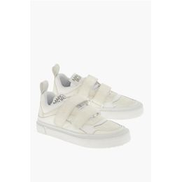 Low-Top-Sneaker aus Wildleder mit Klettverschluss in Wei&szlig;