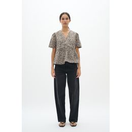 Inwear Kurzarm-Bluse Gerade Passform Classic Leopard