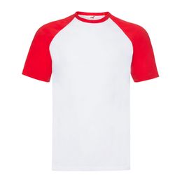 Fruit of the Loom - T-Shirt f&uuml;r Herren/Damen Unisex - Baseball (Wei&szlig;/Rot)