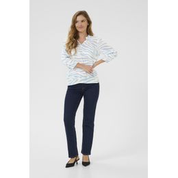 Kaffe Langarm-Bluse Regular fit Soft Chambray / Chalk Graphic blue white