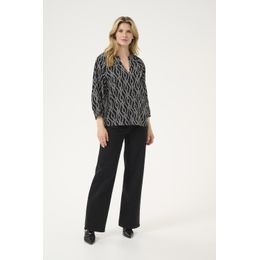 Kaffe Langarm-Bluse Regular fit Black/Chalk Print black white