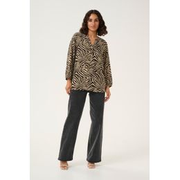 Kaffe Langarm-Bluse Regular fit Chinchilla/Black Animal Print