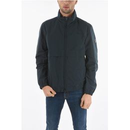 Woolrich Einfarbige MALLARD-Windjacke mit abnehmbarer Kapuze und Maxi-P in Blau