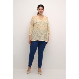 Kaffe Langarm-Bluse Regular fit White/Orange Graphic Dots white orange