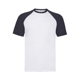 Fruit of the Loom - T-Shirt f&uuml;r Herren/Damen Unisex - Baseball (Wei&szlig;/Marineblau)