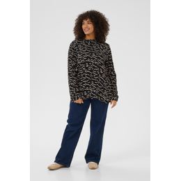 Kaffe Langarm-Bluse Regular fit Black/Beige Abstract Print black