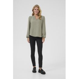 Kaffe Langarm-Bluse Regular fit Vetiver w. Deep Black Dot green