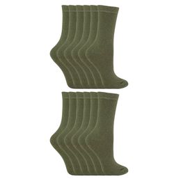 12 Paar Multipack Kinder Baumwolle bunte Casual Socken | Socken Snob | Plain Kleid Socken f&uuml;r Jungen & M&auml;dchen - Khaki