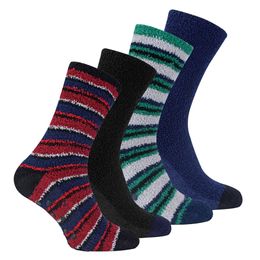 4er-Pack Herrenschlafsocken aus weichem, flauschigem Material mit rutschfesten Sohlen