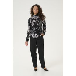 Kaffe Langarm-Bluse Regular fit Black/White Painted Flower floral