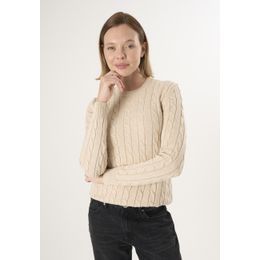 Pullover Kabelstrick-Pullover Mit V-Ausschnitt