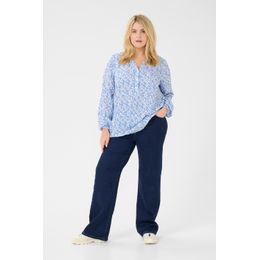 Kaffe Langarm-Bluse Regular fit Blue/Chalk Graphic Print blue white