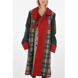 Maison Martin Margiela Zweireihiger Mantel in Patchwork-Optik mit versteckter Knopfleiste in Mehrfarbig