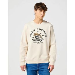 Wrangler - Rundhals-Sweatshirt in Vintage-Wei&szlig;