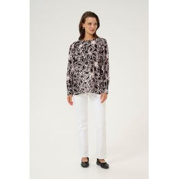 Kaffe Langarm-Bluse Regular fit Black / Light Beige Flower floral