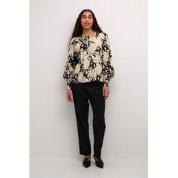 Kaffe Langarm-Bluse Regular fit Black/Sand Graphic Cloud black multi