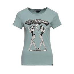 Queen Kerosin Damen T-Shirt Troublemaker gr&uuml;n