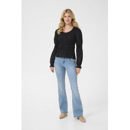 Cream Langarm-Bluse Regular fit Pitch Blac