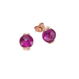 JAMELLI Ohrringe Silber 925 ros&eacute;-vergoldet mit pinken Quarz-Steinen (beh.)