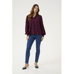 Kaffe Langarm-Bluse Regular fit Rumba Red/Black Animal animal