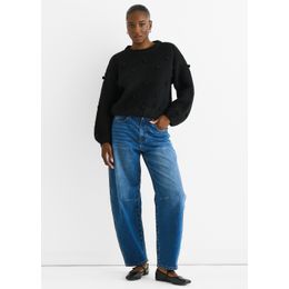 Schwarzer Oversize-Strickpullover aus Wollmischung