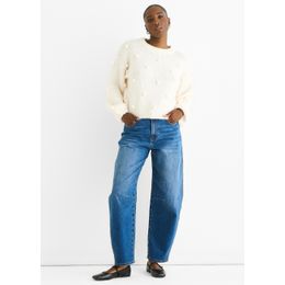 Cremefarbener Oversize-Strickpullover aus Wollmischung