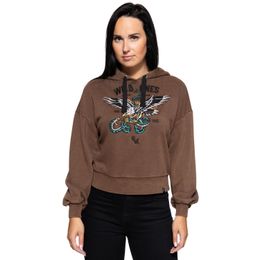 Queen Kerosin Damen Hoodie Wild Ones Ride Free dunkelbraun