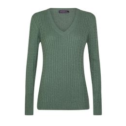 Pullover Kabelstrick-Pullover Mit V-Ausschnitt