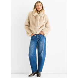 Beige Premium Ombre Kunstpelzjacke
