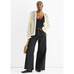 Creme Offene Strickkante Cardigan