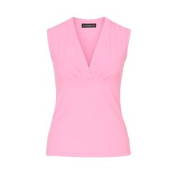 &Auml;rmelloses Jersey-Top mit V-Ausschnitt in Rose &ndash; Stretchstoff
