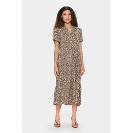 Saint Tropez Kleid A-shape Creme Leopard Strokes animal