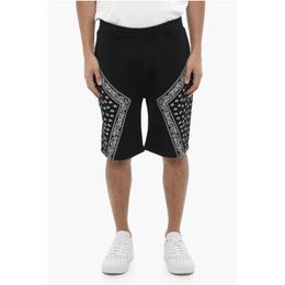 Neil Barrett Neopren MODERNIST Bermuda Shorts mit Bandana-Motiv-Details in Schwarz
