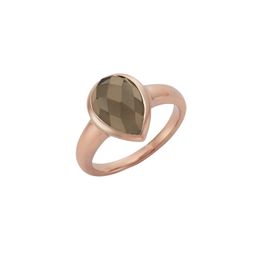 JAMELLI Ring 925 Silber ros&eacute; vergoldet Rauchquarz