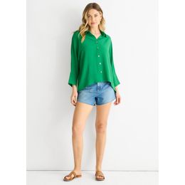 Mittelgr&uuml;ne Kimono-Bluse in &Uuml;bergr&ouml;&szlig;e