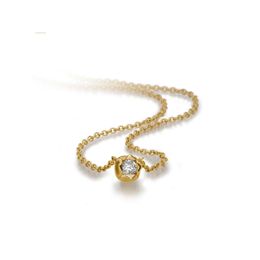 Lyomi Collier 585/- Gelbgold Bl&uuml;te synth. Diam. 0,25ct.