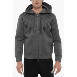 Neil Barrett Slim Fit Hoodie mit Frontverschluss in Grau