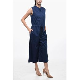 Woolrich Popeline-Baumwoll-Jumpsuit mit G&uuml;rtel in Blau
