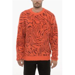 Flauschiger Pullover mit Rundhalsausschnitt in Arancio, Burgund